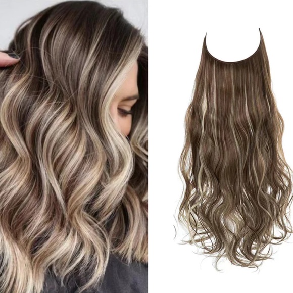 Hiara Extensions | Hair | 4 Brown With Bleach Blonde Halo Extension ...